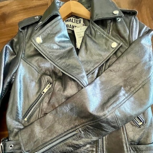 Walter Baker | Jackets & Coats | Leather Metallic Biker Jacket By ...